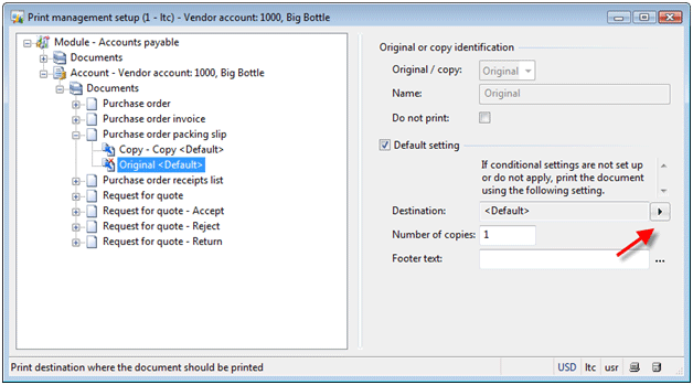 Destination field – Dynamics AX Training